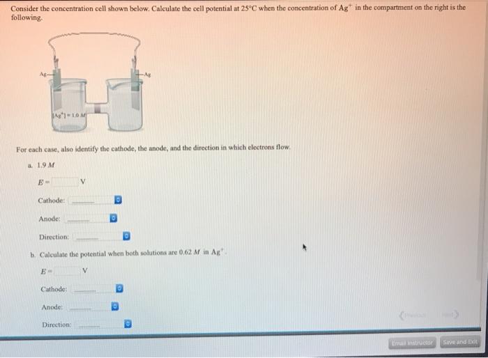 Solved Consider the concentration cell shown below. | Chegg.com