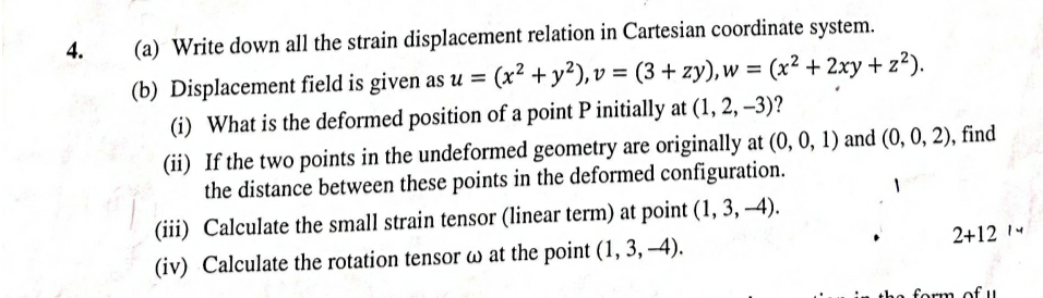 Solved (a) ﻿Write down all the strain displacement relation | Chegg.com