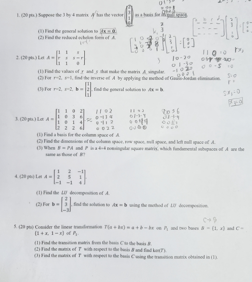 Solved ( 20 ﻿pts .) ﻿Suppose the 3 ﻿by 4 ﻿matrix A? ﻿has the | Chegg.com