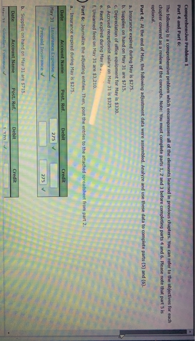 Solved Comprehensive Problem 1 Part 5: Work Sheet The | Chegg.com