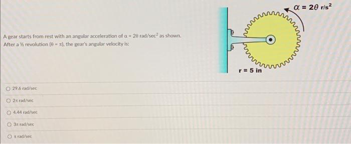 Solved A gear starts from rest with an angular acceleration | Chegg.com