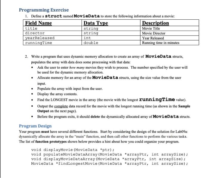 Solved Programming Exercise 1. Define a struct named | Chegg.com