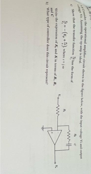 Solved Consider the operational amplifier circuit shown in | Chegg.com