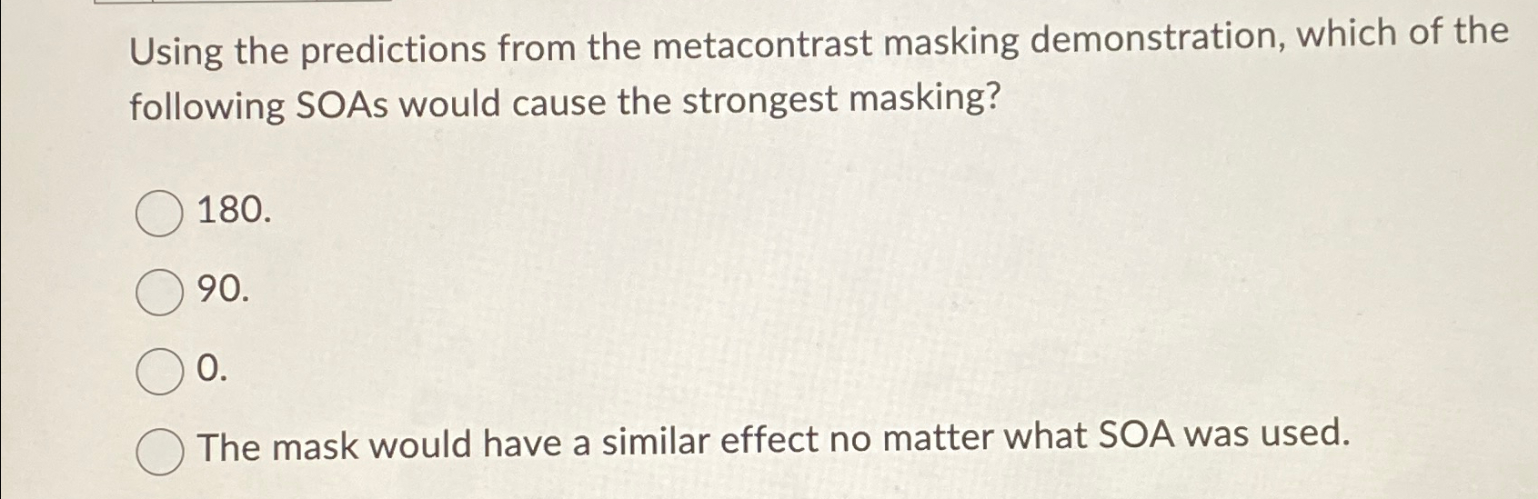 Solved Using the predictions from the metacontrast masking | Chegg.com