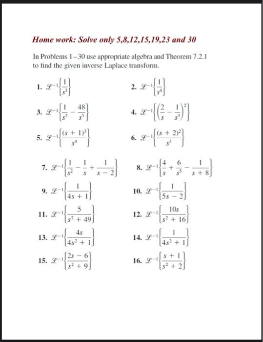 Solved Home work: Solve only 5,8,12,15,19,23 and 30 In | Chegg.com