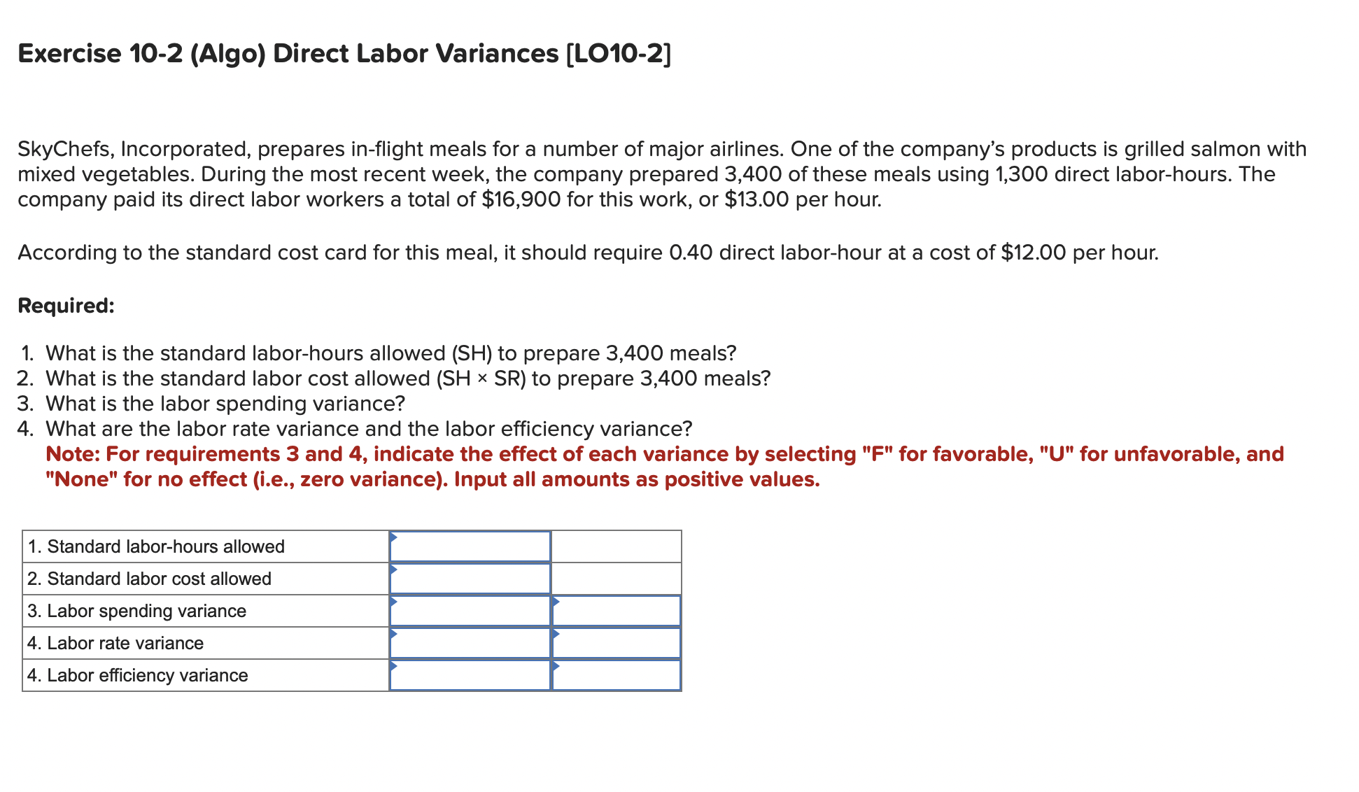 Solved Exercise 10-2 (Algo) ﻿Direct Labor Variances | Chegg.com