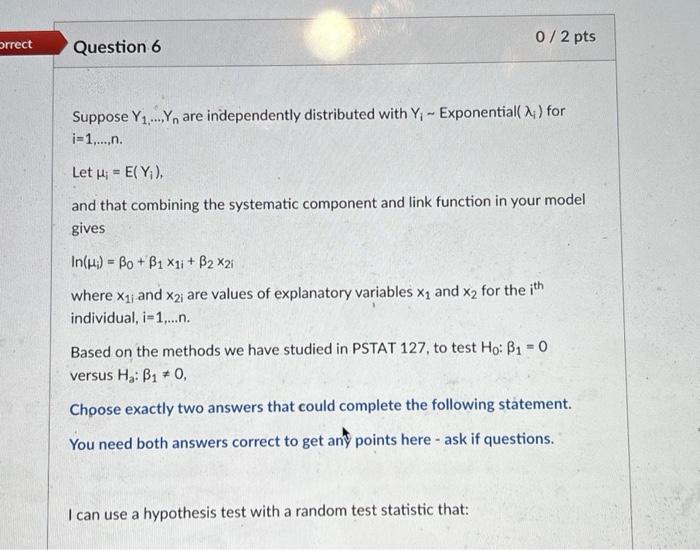 Solved Suppose Y1,…,Yn are independently distributed with | Chegg.com
