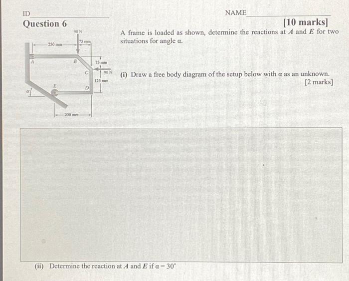 Solved Question 6 [10 marks] A frame is loaded as shown, | Chegg.com