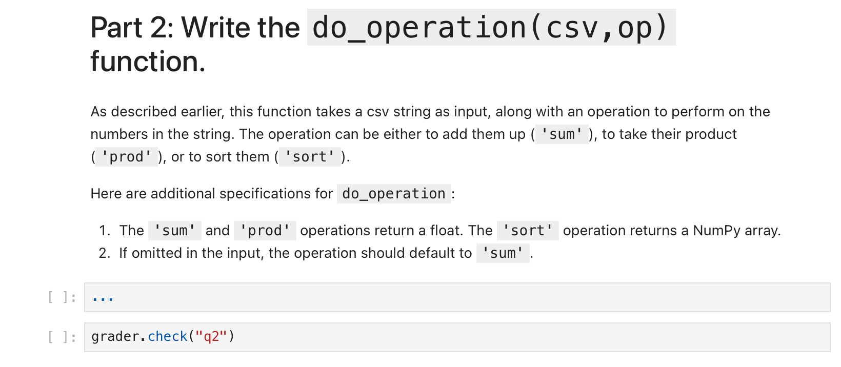 Solved Part 2: Write the do_operation (csv, ﻿op)function.As | Chegg.com