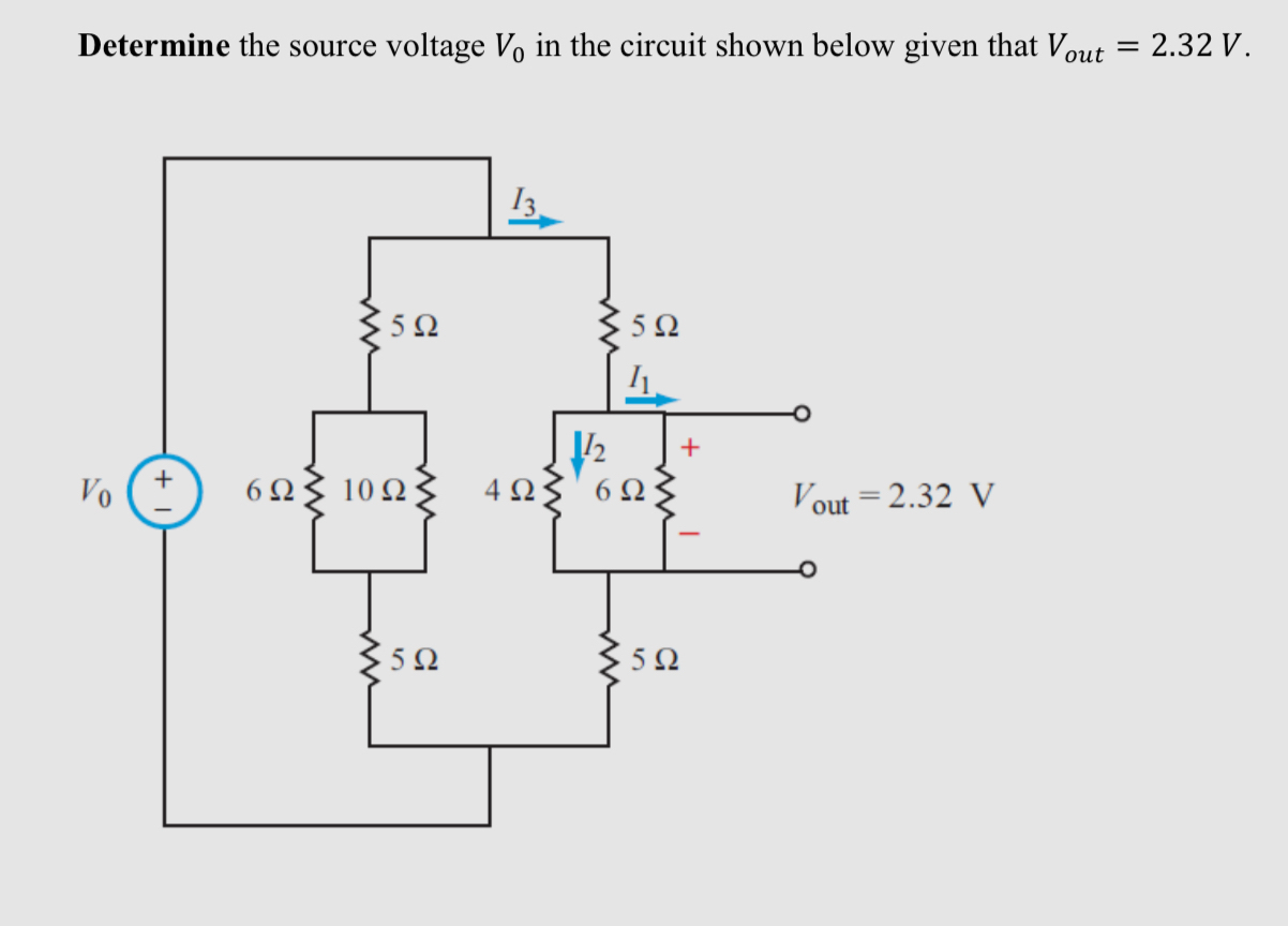Solved Determine the source voltage V0 ﻿in the circuit shown | Chegg.com