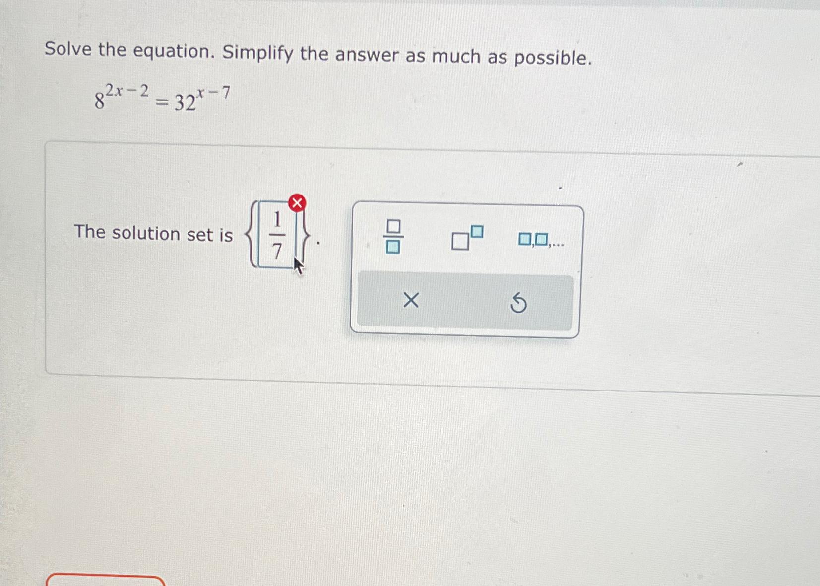 Solved Solve the equation. Simplify the answer as much as | Chegg.com