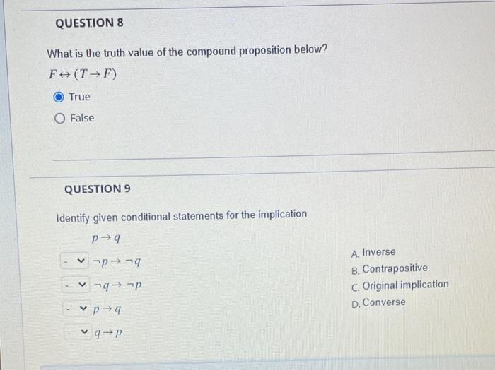 Solved What is the truth value of the compound proposition | Chegg.com
