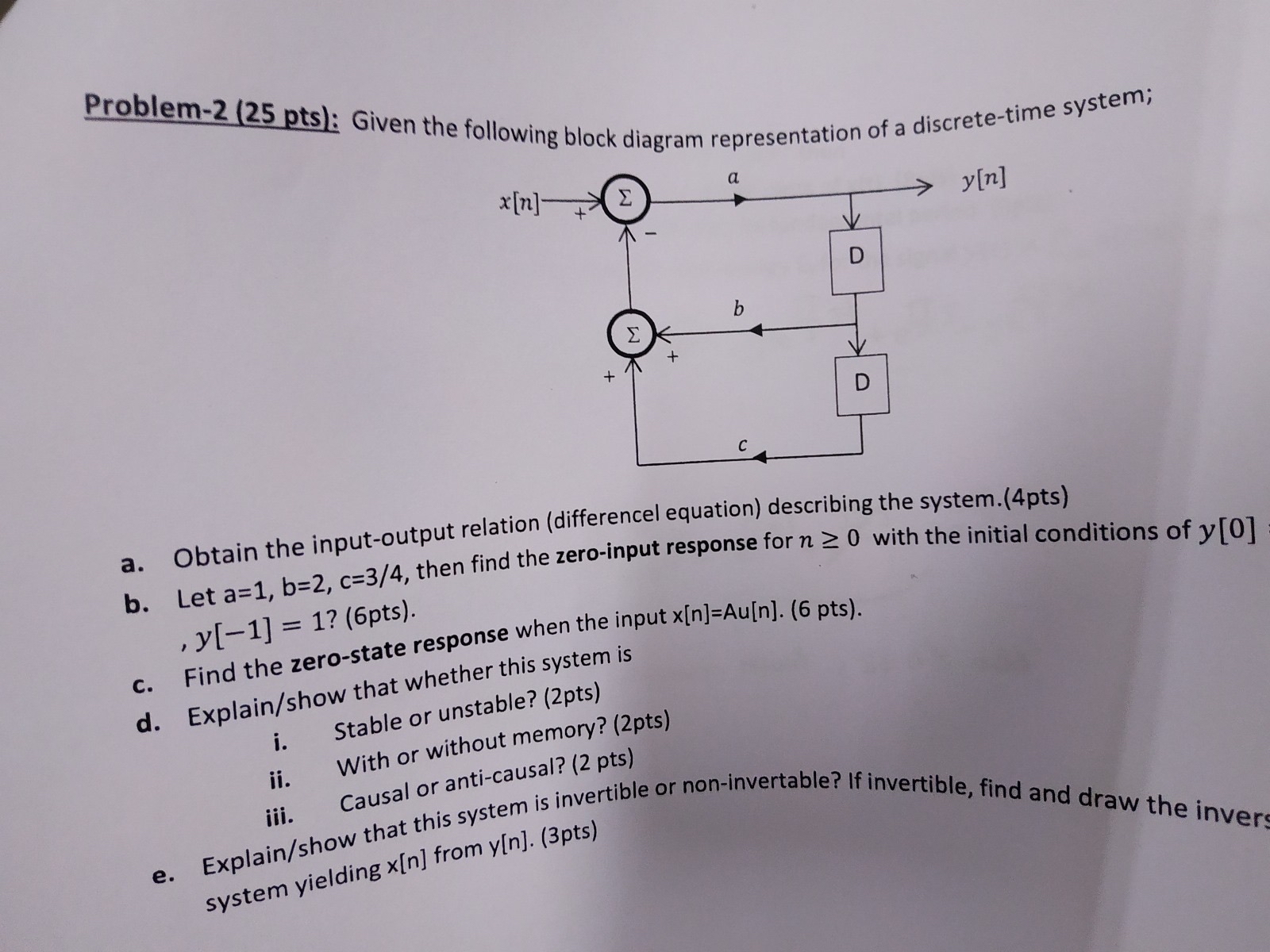 Solved Problem-2 (25 ﻿pts): Given the following block | Chegg.com