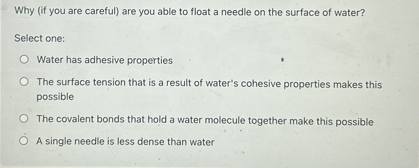 Solved Why (if you are careful) ﻿are you able to float a | Chegg.com