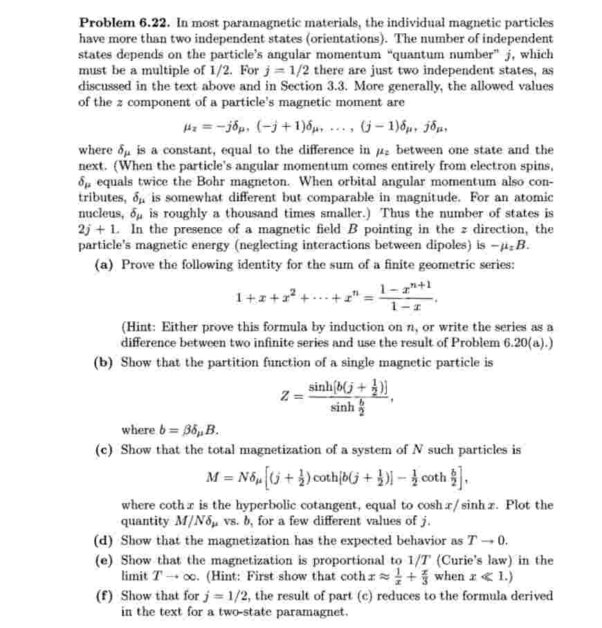 Solved Problem 6.22. In ﻿most paramagnetic materials, the | Chegg.com
