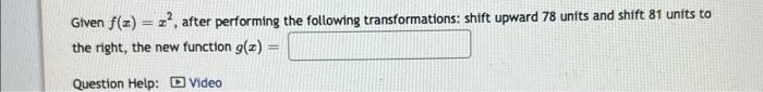 Solved Let f(x)=4x. If g(x) is the graph of f(x) shifted up | Chegg.com