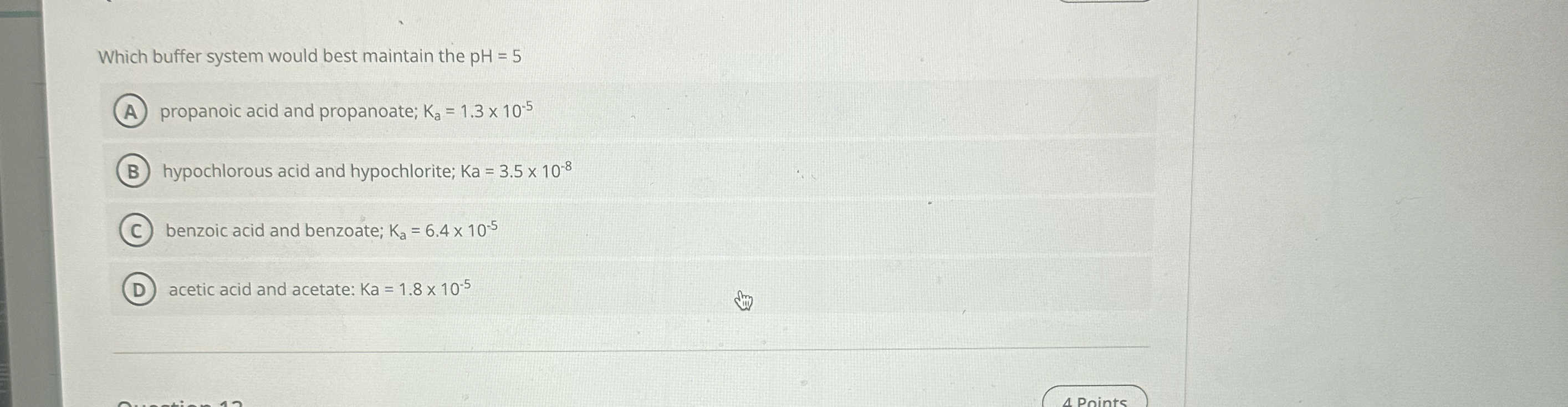 Solved Which buffer system would best maintain the | Chegg.com