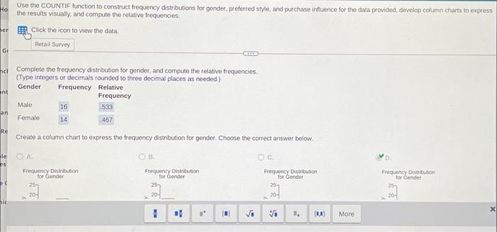 Solved Ho Use the COUNTIF function to construct frequency | Chegg.com