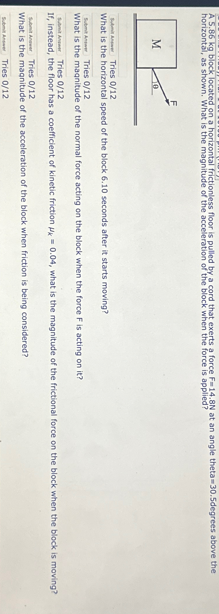 Solved A 5.86kg ﻿block located on a horizontal frictionless | Chegg.com
