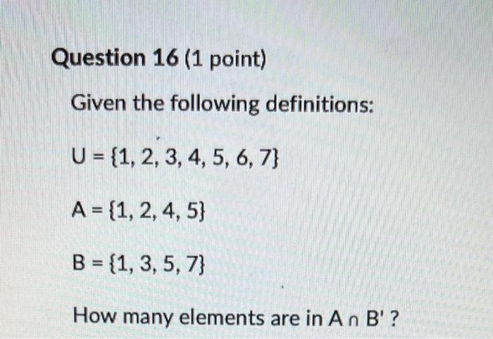 Solved Given the following definitions: | Chegg.com