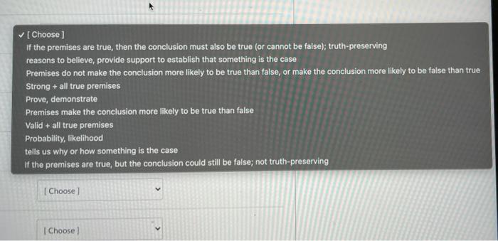 Solved Argument Inductive reasoning Choose If the premises | Chegg.com