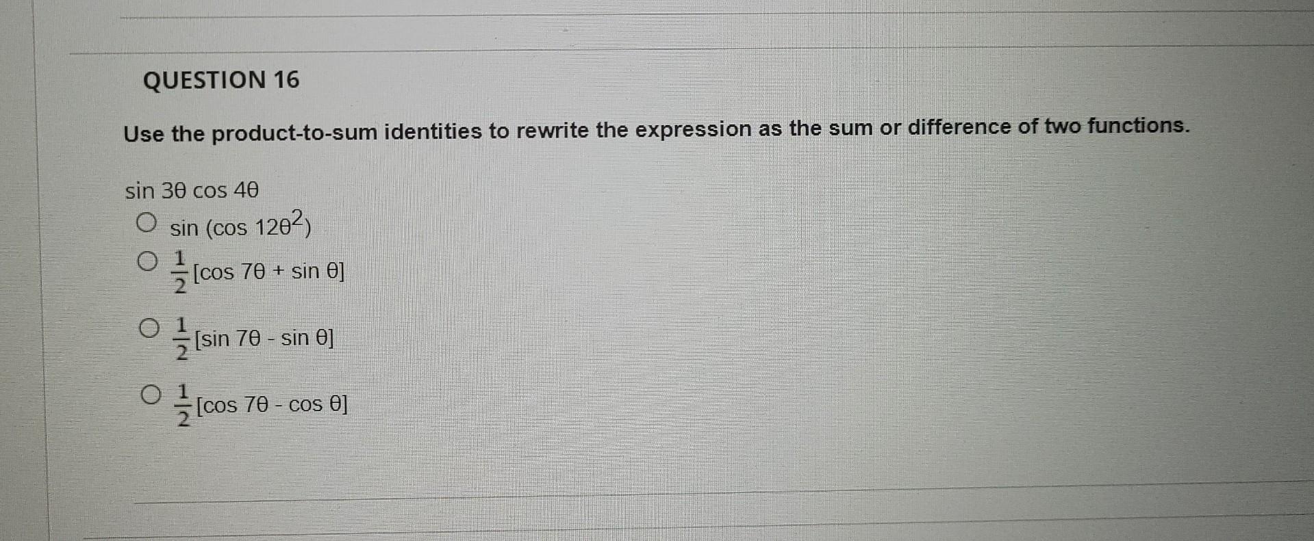 Solved Use the product-to-sum identities to rewrite the | Chegg.com