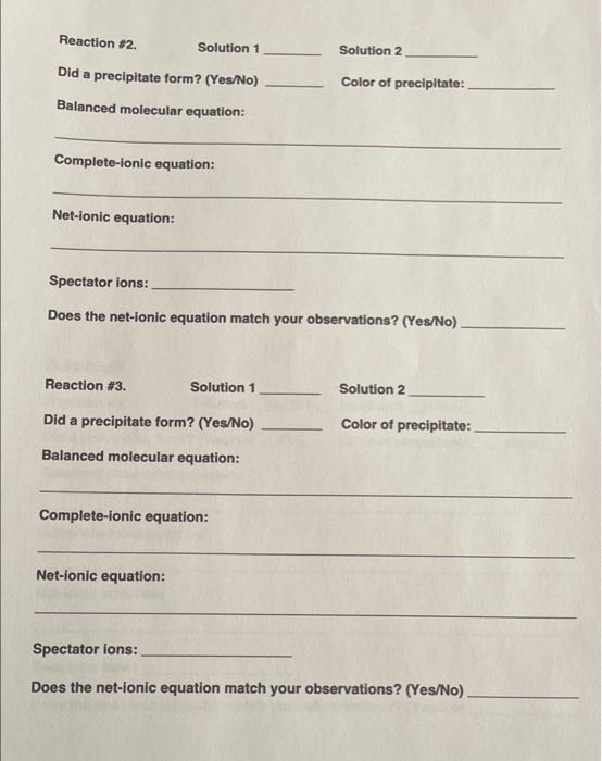 Solved Laboratory 5. Double Replacement Reactions - | Chegg.com