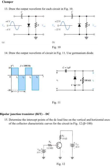 Solved Clamper 13. Draw the output waveform for each circuit | Chegg.com