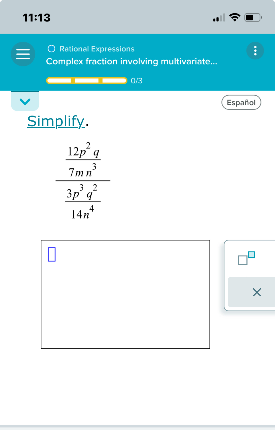 Solved 11:13:' Rational Expressions Complex fraction | Chegg.com