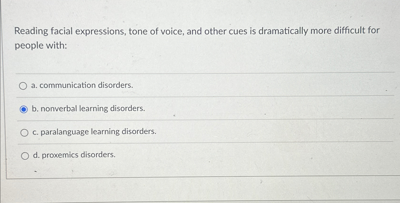 Solved Reading facial expressions, tone of voice, and other | Chegg.com