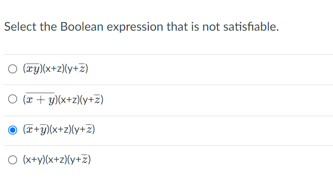 Solved Select the Boolean expression that is not | Chegg.com