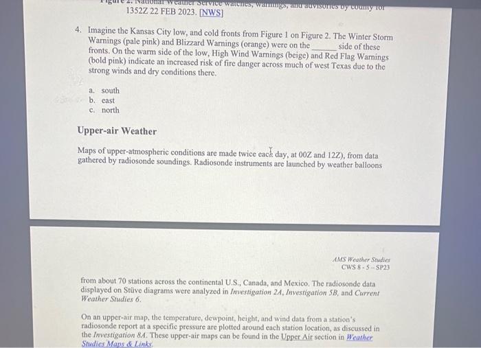 Solved Figure 1. Analyzed surface weather map with isobars, | Chegg.com