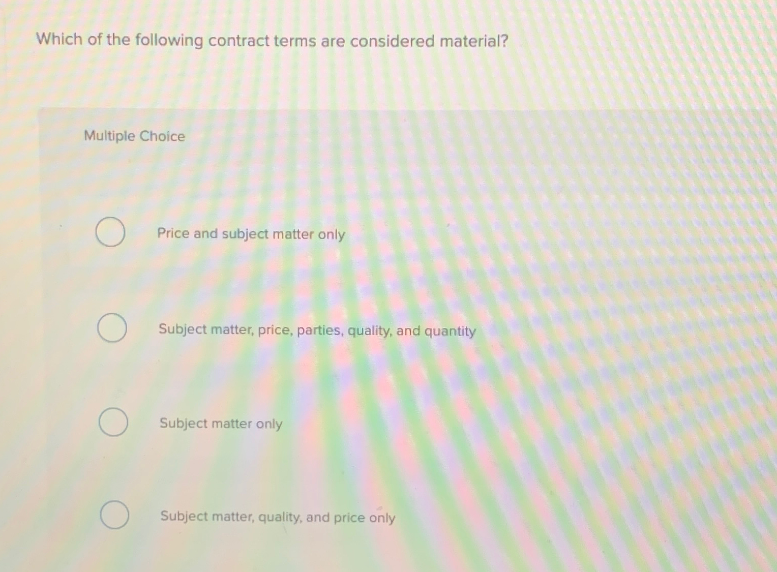 Solved Which of the following contract terms are considered | Chegg.com