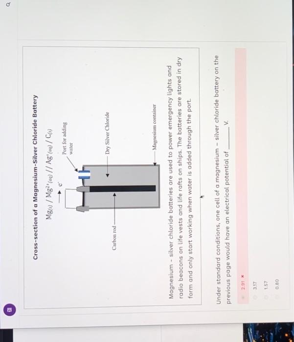Solved Cross-section of a Magnesium-Silver Chloride Battery | Chegg.com