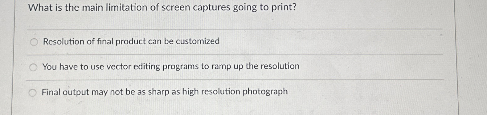 Solved What is the main limitation of screen captures going | Chegg.com