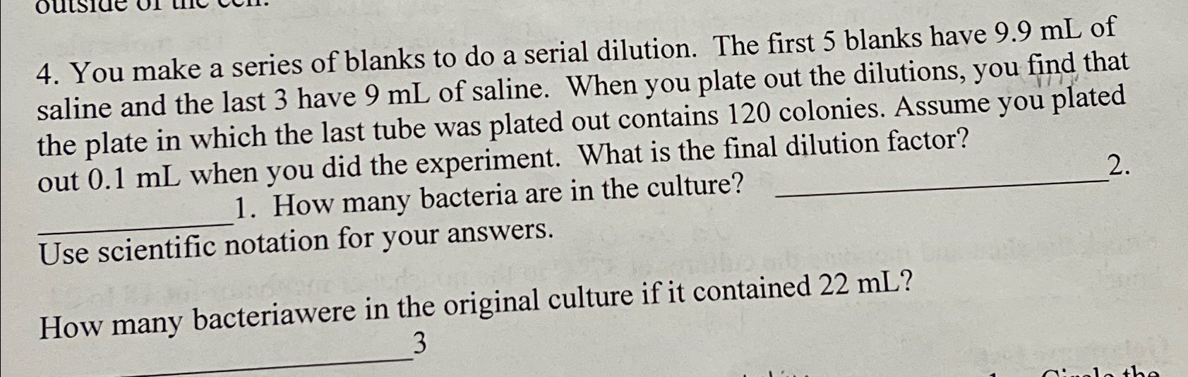 Solved You make a series of blanks to do a serial dilution. | Chegg.com