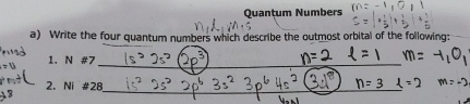 Solved Quantum Numbersa) ﻿Write the four quantum numbers | Chegg.com