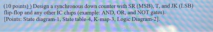 Solved (10 points) ) Design a synchronous down counter with | Chegg.com