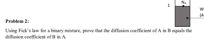Solved Problem 2: Using Fick's law for a binary mixture, | Chegg.com