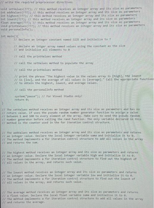 I/ urite the required preprocessor directives void | Chegg.com