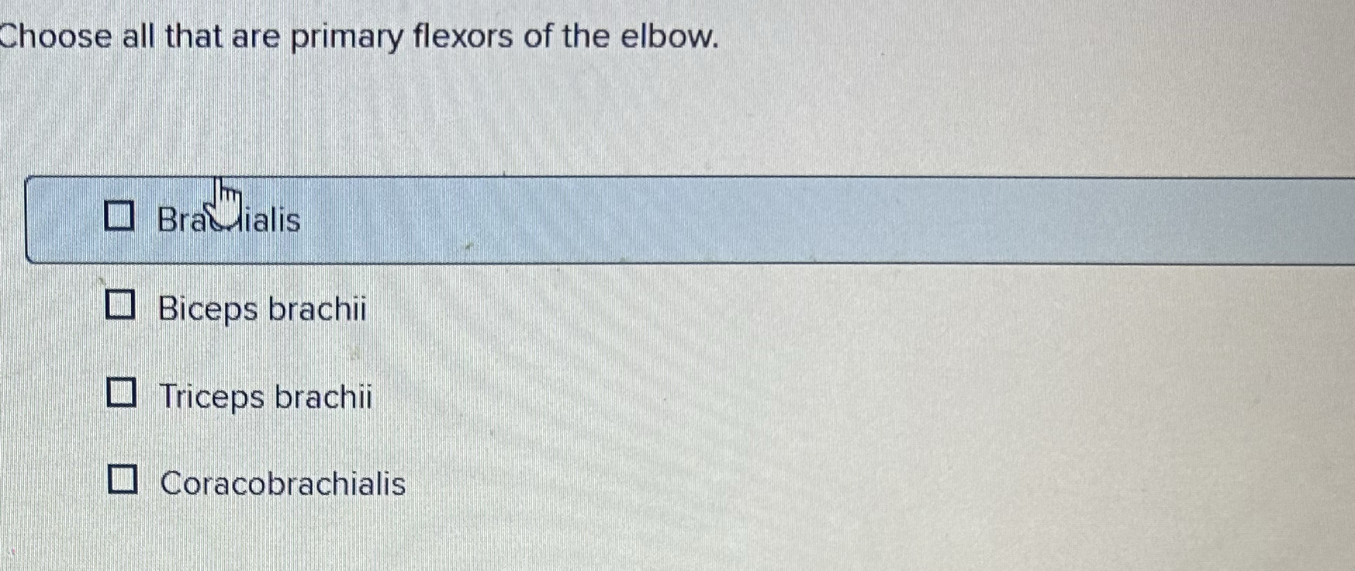 Solved Choose all that are primary flexors of the | Chegg.com