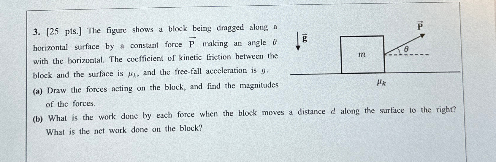 Solved The figure shows a block being dragged along a | Chegg.com