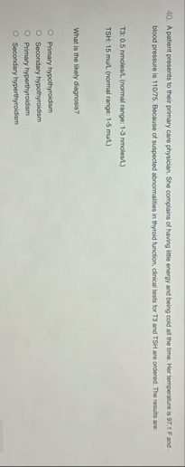 Solved A patient presents to their primary care physician. | Chegg.com