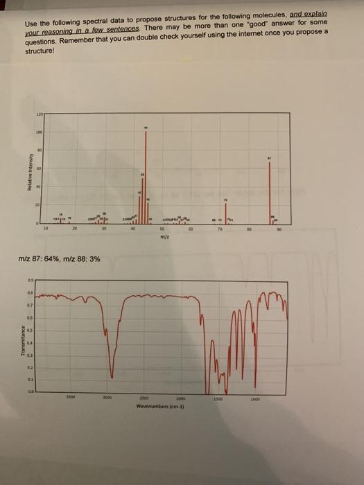 Solved Use the following spectral data to propose structures | Chegg.com
