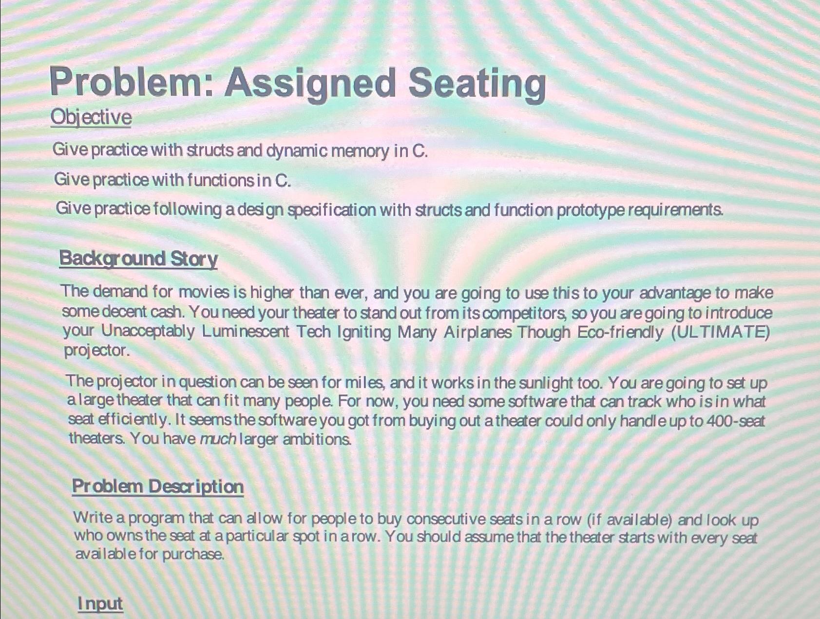 Solved Problem: Assigned SeatingObjectiveGive practice with | Chegg.com
