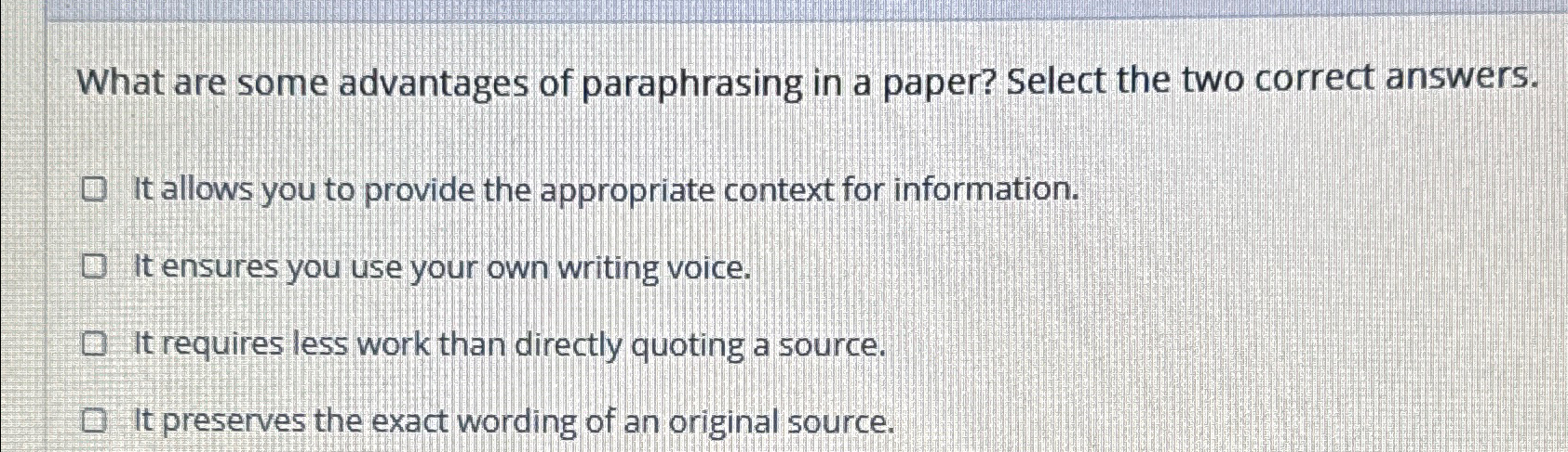 Solved What are some advantages of paraphrasing in a paper? | Chegg.com