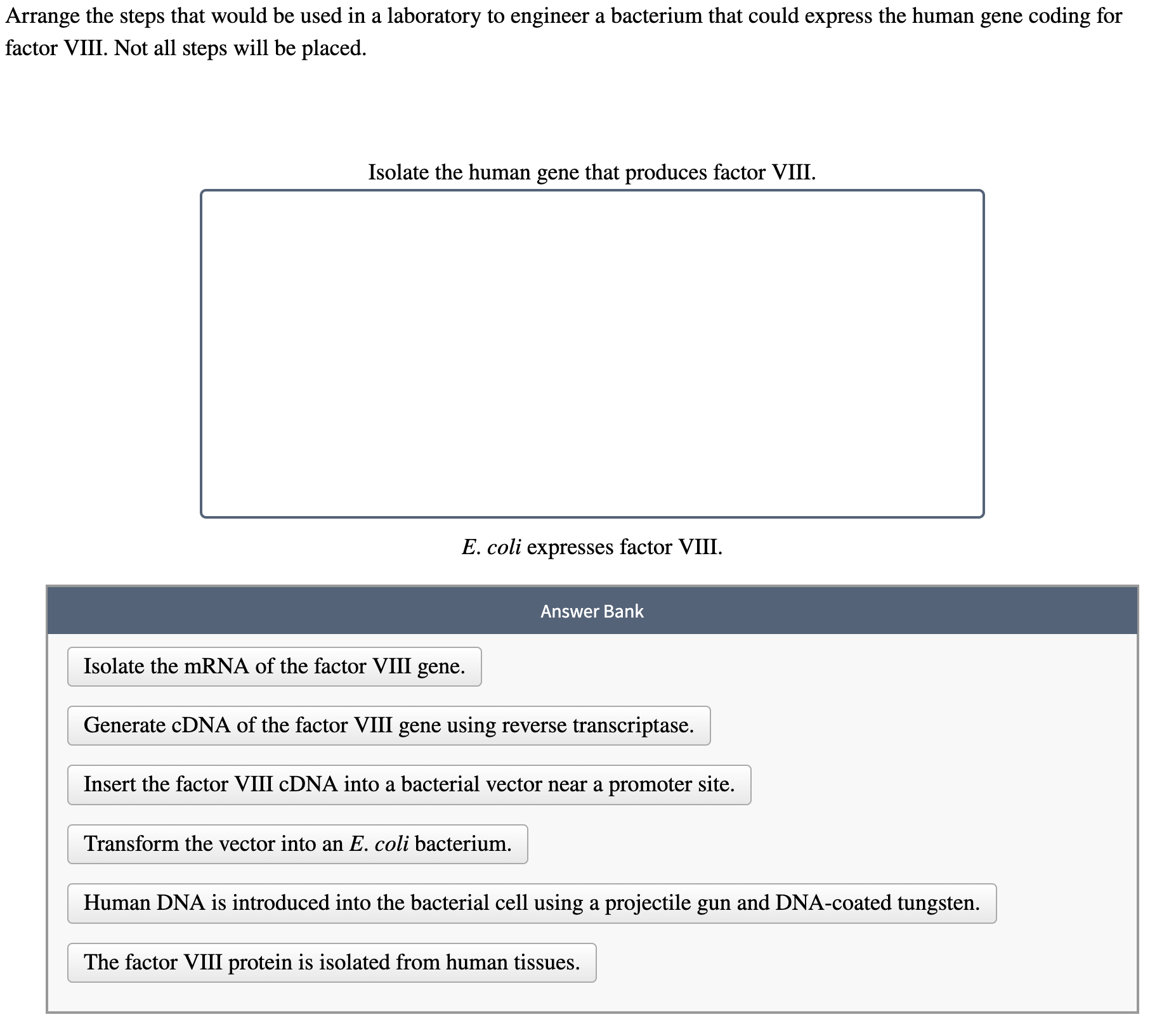 Solved Arrange the steps that would be used in a laboratory | Chegg.com
