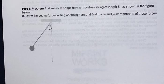 Solved Part I: Problem 1. A mass m hangs from a massless | Chegg.com