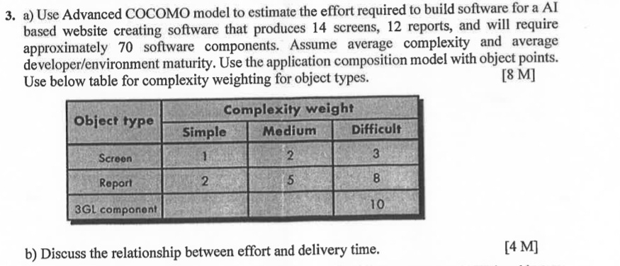 Solved a) ﻿Use Advanced COCOMO model to estimate the effort | Chegg.com