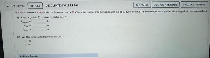 Solved An 1,810 W toostec, a 1,480 W electric frying pon, | Chegg.com
